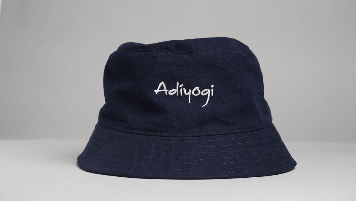 100 % Cotton Adiyogi Bucket Hat - Navy Blue – Isha Life UK